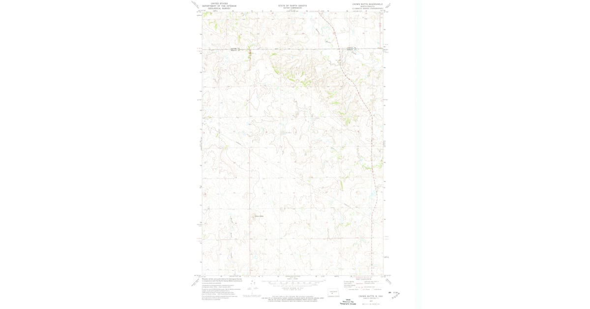 1972 Map of Crown Butte, Morton County, ND — High-Res | Pastmaps