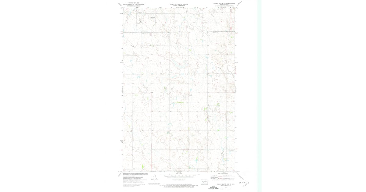 1972 Map of Crown Butte NW, Morton County, ND — High-Res | Pastmaps