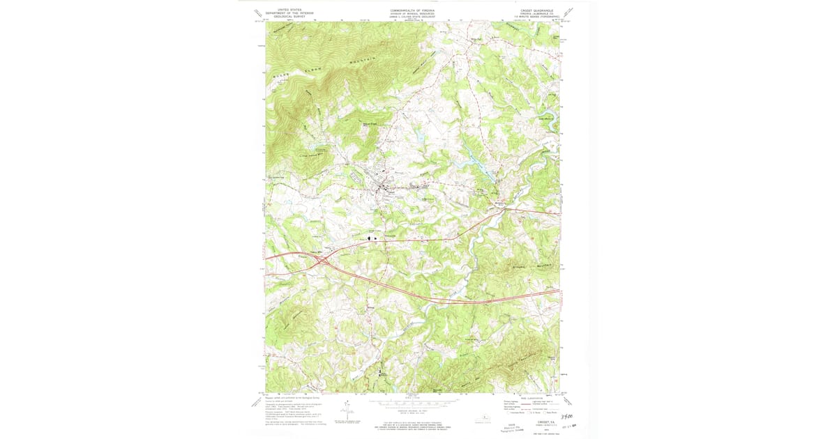 1973 Map of Crozet, VA — High-Res | Pastmaps