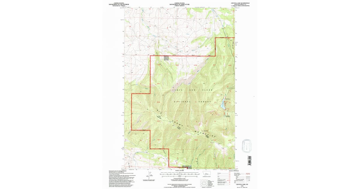 1995 Map of Crystal Lake, Fergus County, MT — High-Res | Pastmaps