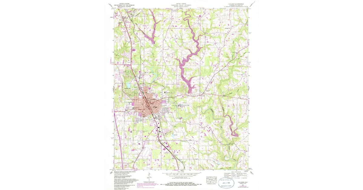 1957 Map of Cullman, AL — High-Res, 1985 Print #2 | Pastmaps