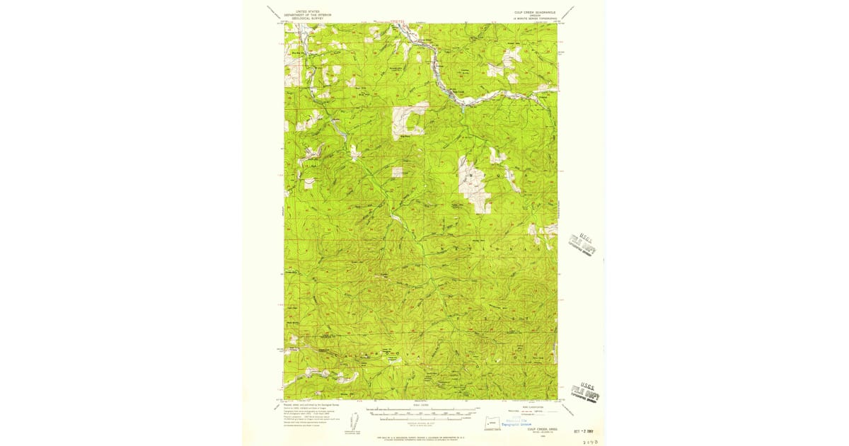 1955 Map of Culp Creek, Lane County, OR — High-Res | Pastmaps