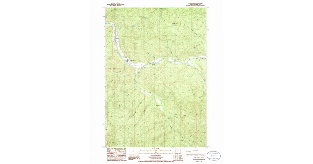 1986 Map of Culp Creek, Lane County, OR — High-Res | Pastmaps