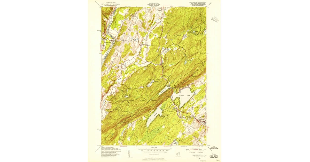 1954 Map of Culvers Gap, Sussex County, NJ — High-Res | Pastmaps