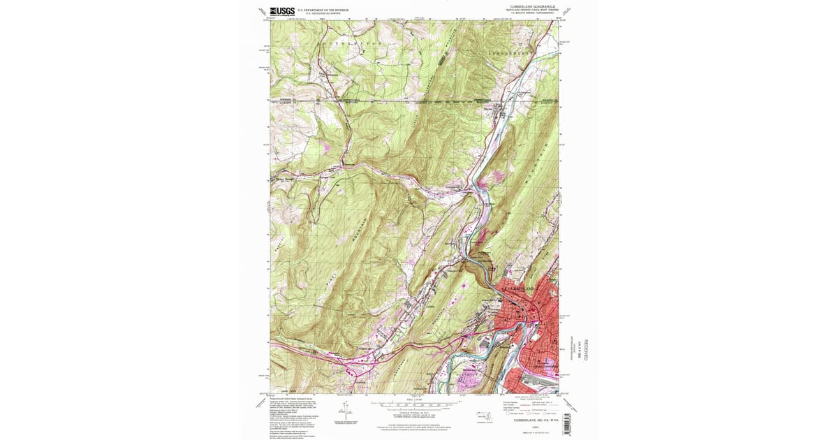1993 Map of Cumberland, MD — High-Res | Pastmaps