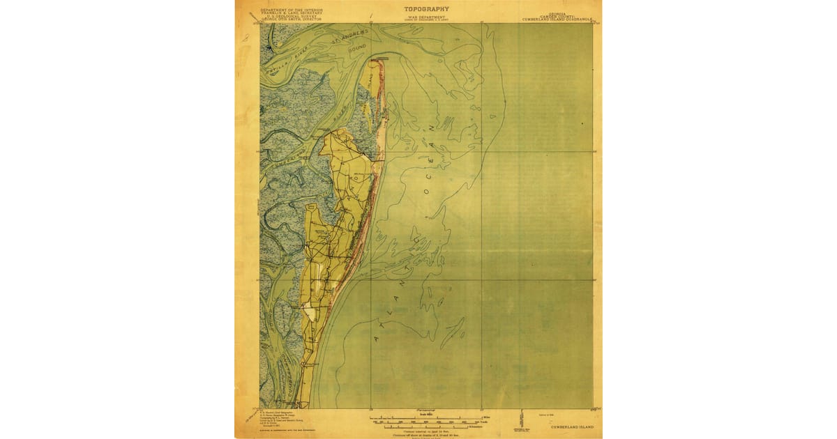 1918 Map of Cumberland Island, Camden County, GA — High-Res | Pastmaps