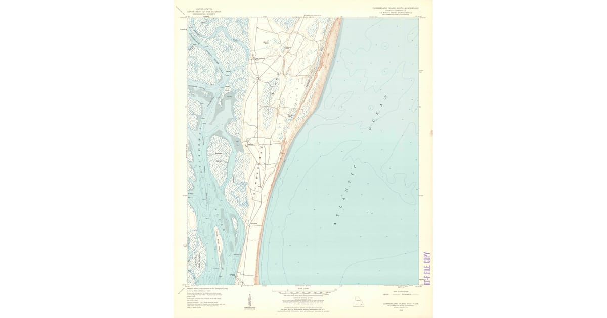 1958 Map of Cumberland Island South, Camden County, GA — High-Res ...