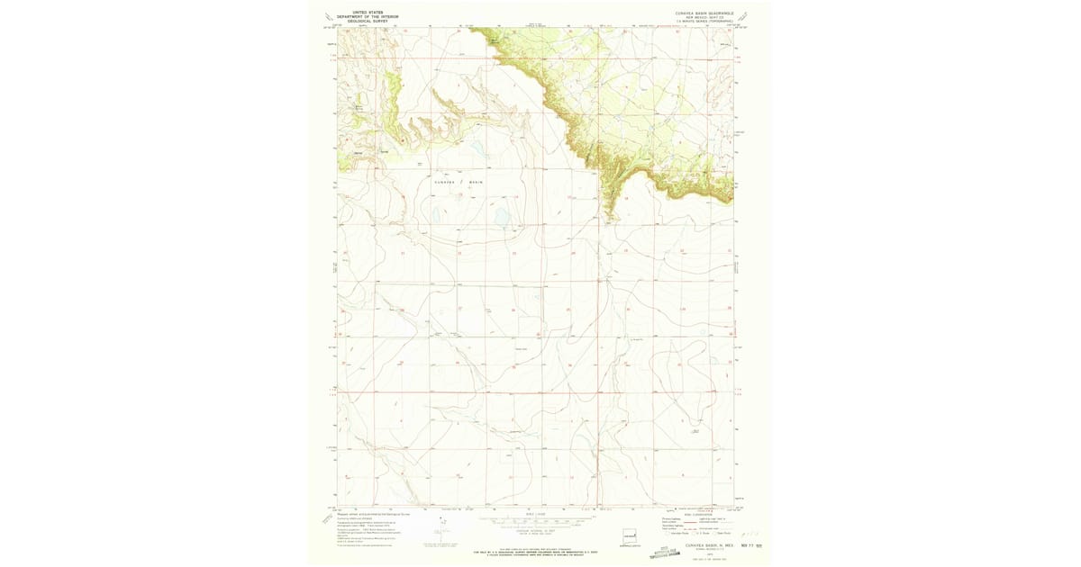 1970 Map of Cunavea Basin, Quay County, NM — High-Res | Pastmaps