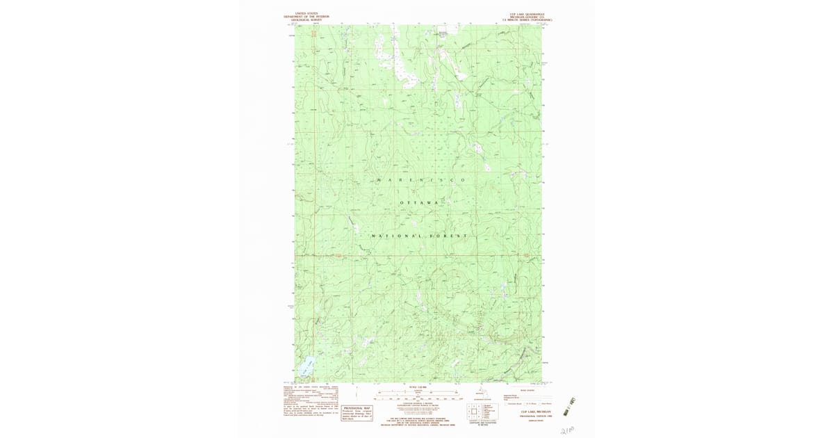 1982 Map of Cup Lake, Gogebic County, MI — High-Res | Pastmaps