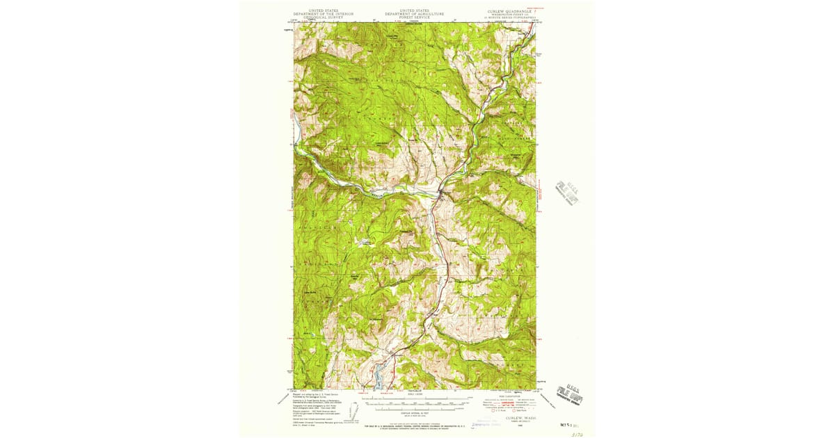 1948 Map of Curlew, WA — High-Res, 1957 Print | Pastmaps