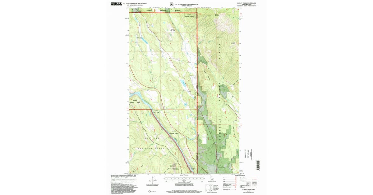 1997 Map of Curley Creek, Boundary County, ID — High-Res | Pastmaps