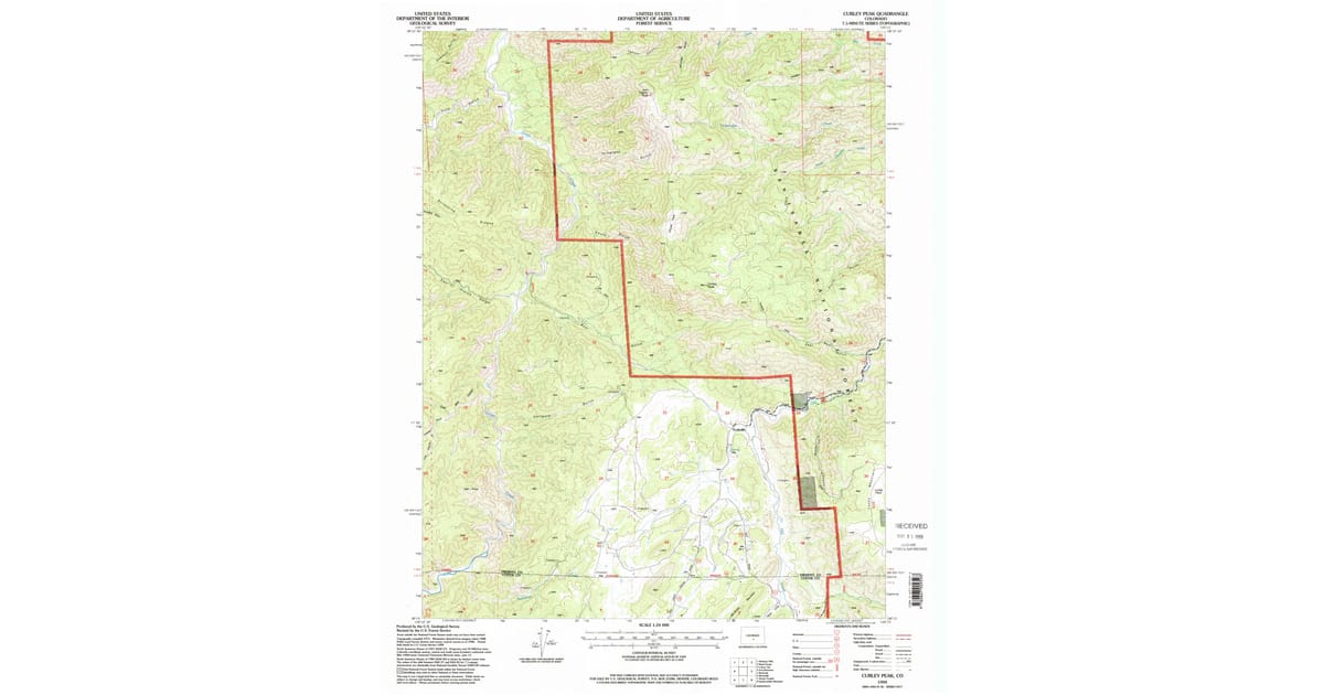 1994 Map of Curley Peak, Fremont County, CO — High-Res | Pastmaps
