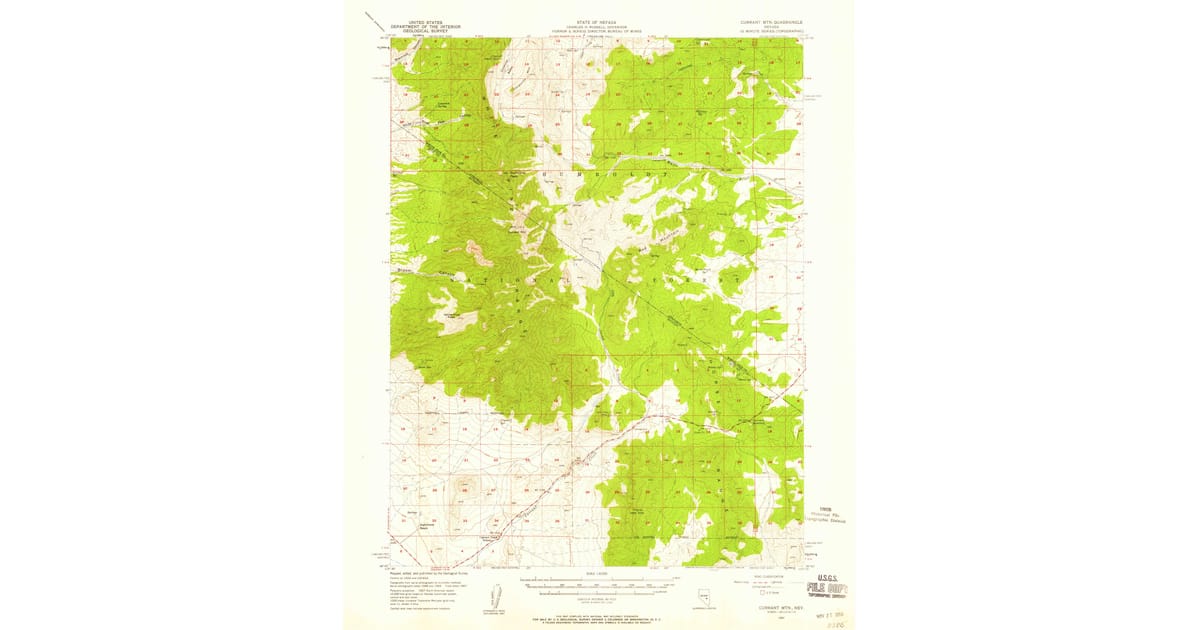 1957 Map of Currant Mtn, Nye County, NV — High-Res | Pastmaps