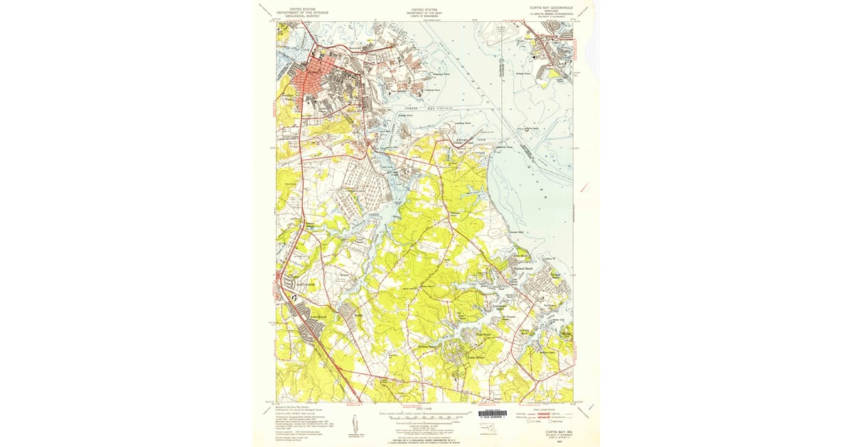 1949 Map of Curtis Bay, Anne Arundel County, MD — High-Res, 1954 Print ...