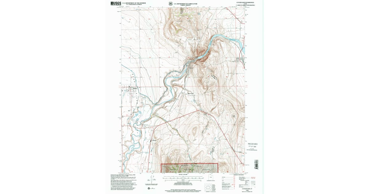1998 Map of Cutler Dam, Box Elder County, UT — High-Res | Pastmaps