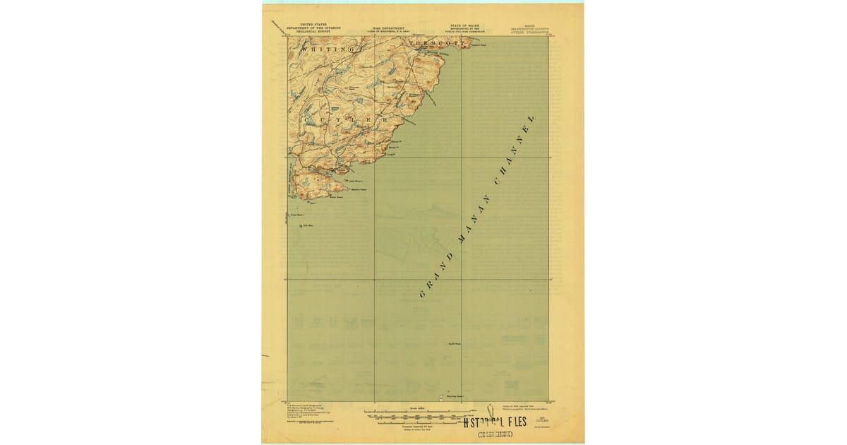 1918 Map of Cutler, Washington County, ME — High-Res, 1944 Print | Pastmaps