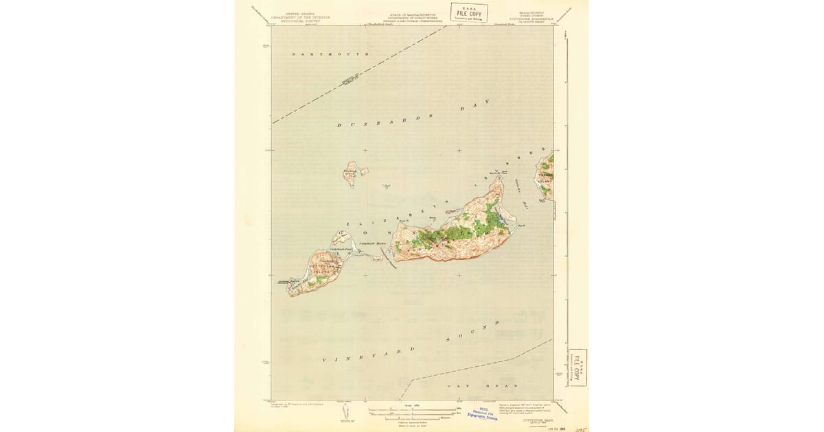 1944 Map of Cuttyhunk, Dukes County, MA — High-Res | Pastmaps