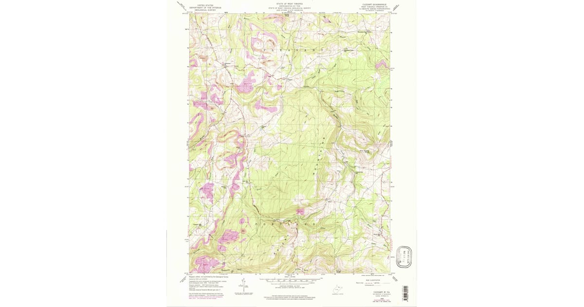 1959 Map of Cuzzart, Preston County, WV — High-Res, 1998 Print | Pastmaps