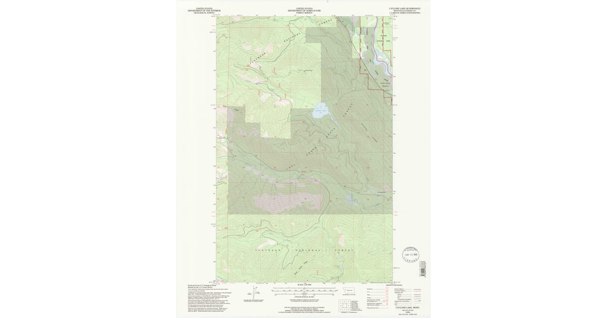 1994 Map of Cyclone Lake, Flathead County, MT — High-Res | Pastmaps