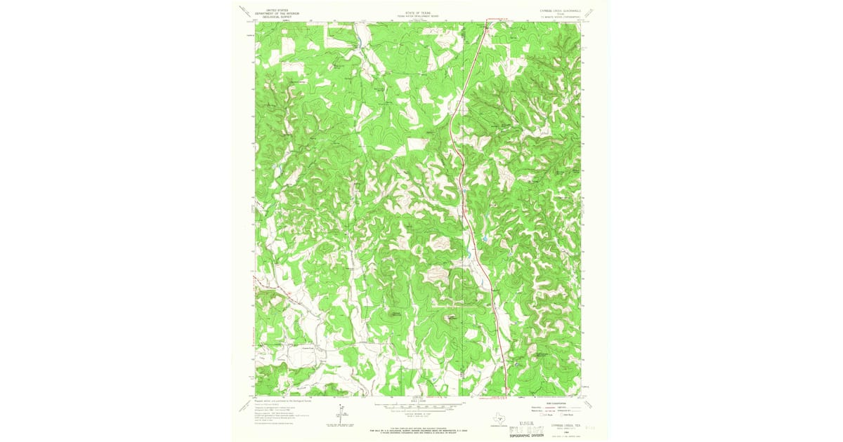 1964 Map of Cypress Creek, Kerr County, TX — High-Res | Pastmaps