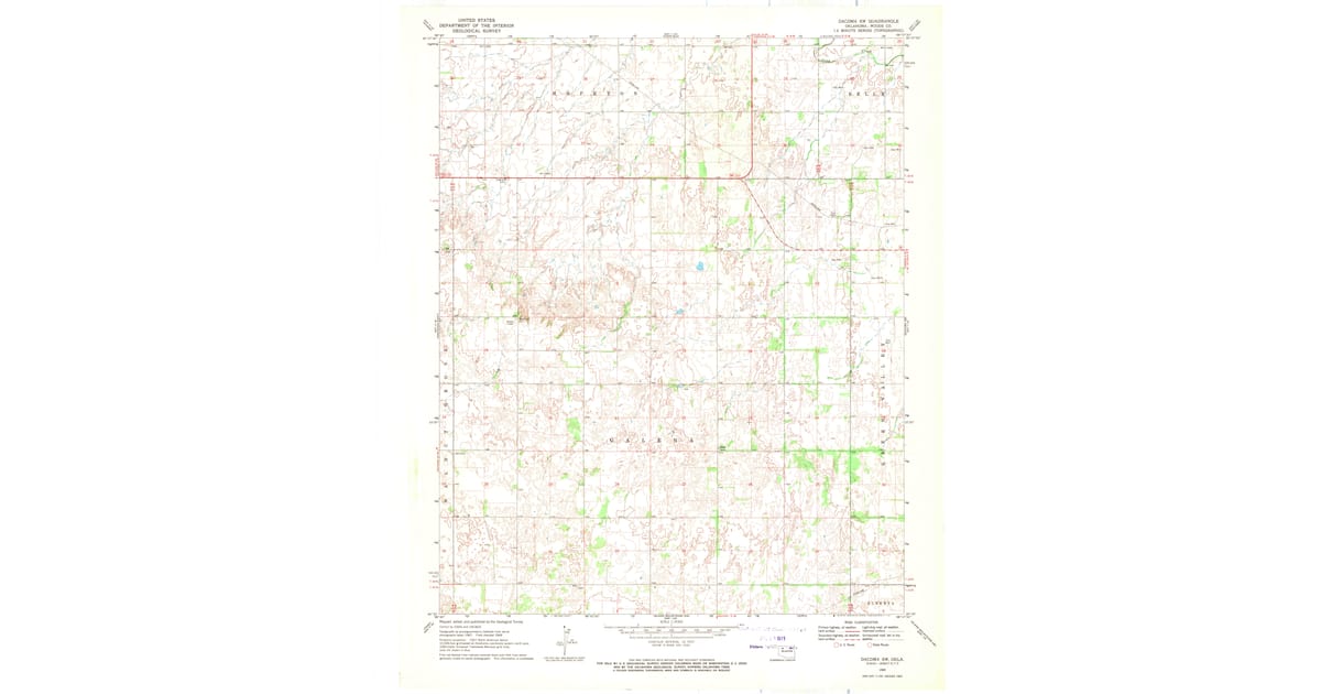 1969 Map of Dacoma SW, Woods County, OK — High-Res | Pastmaps