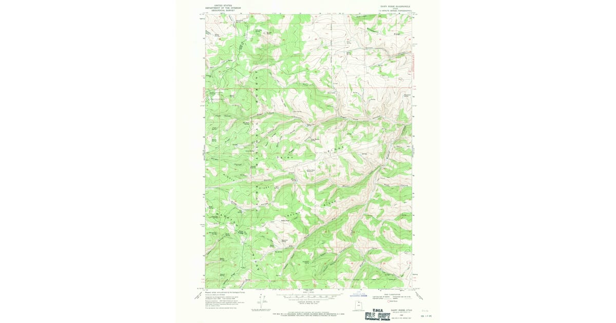 1968 Map of Dairy Ridge, Rich County, UT — High-Res, 1971 Print | Pastmaps