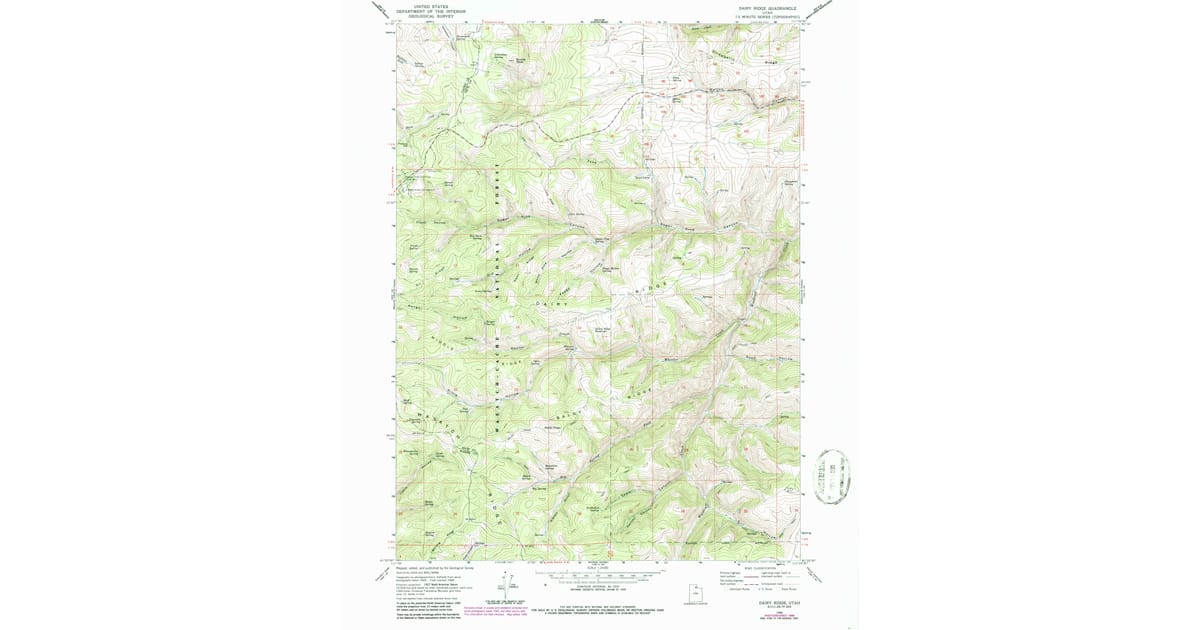 1968 Map of Dairy Ridge, Rich County, UT — High-Res, 1986 Print | Pastmaps