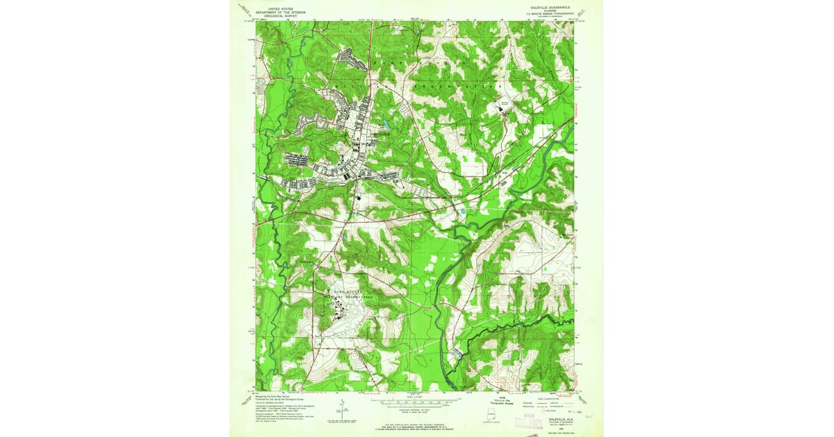 1960 Map of Daleville, AL — High-Res | Pastmaps