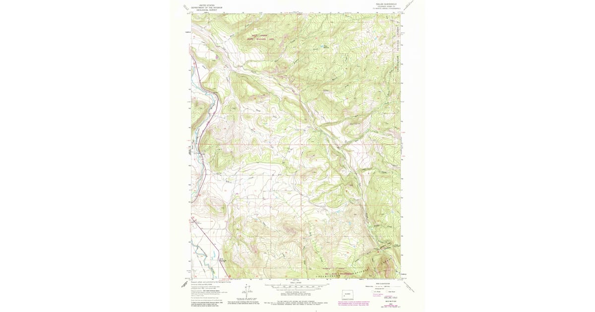 1963 Map of Dallas, Ouray County, CO — High-Res, 1984 Print | Pastmaps