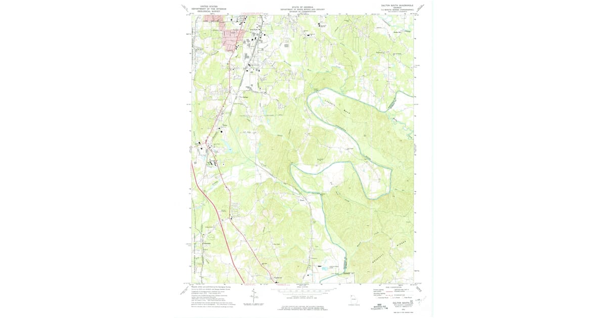 1972 Map of Dalton South, Whitfield County, GA — High-Res | Pastmaps