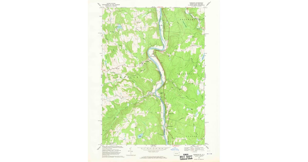 1968 Map of Damascus, Wayne County, PA — High-Res | Pastmaps
