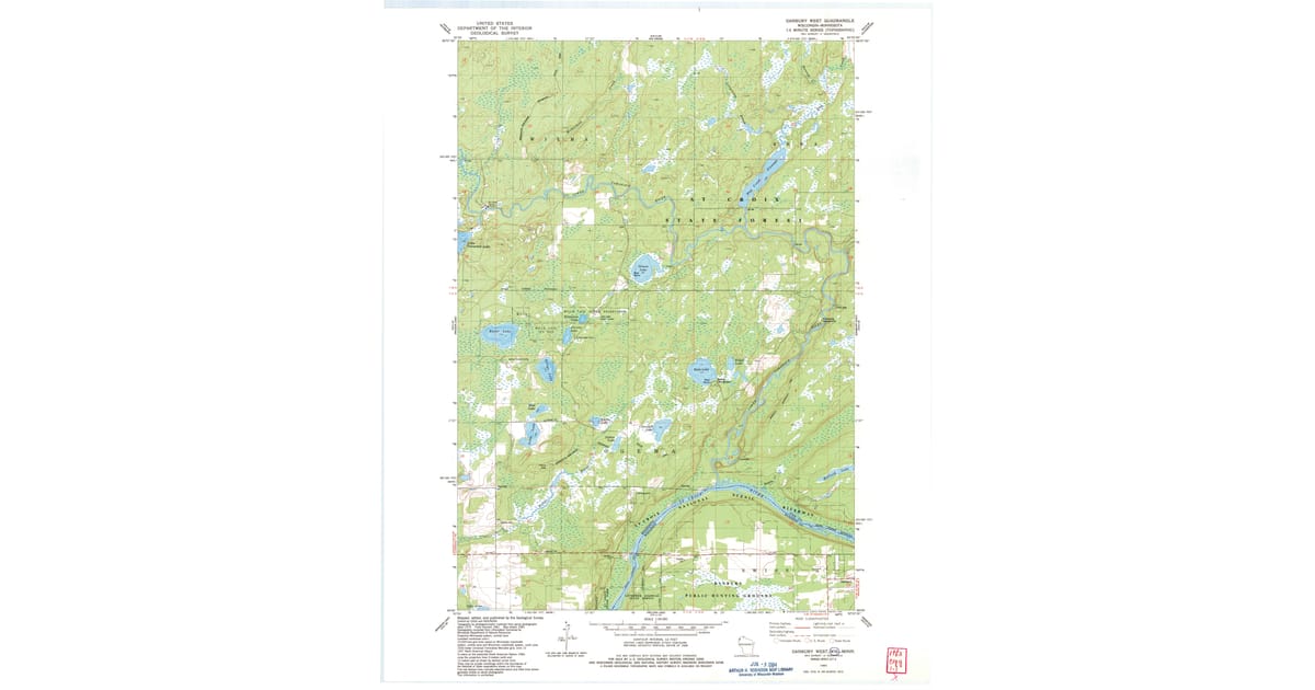 1983 Map of Danbury West, Burnett County, WI — High-Res | Pastmaps