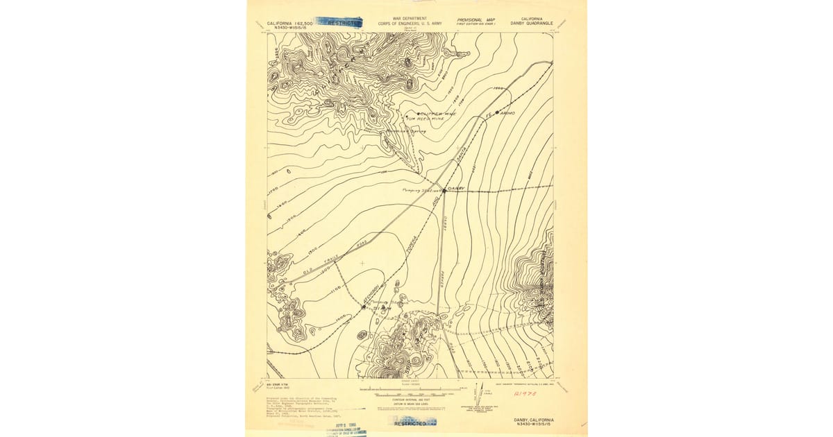 1943 Map of Danby, San Bernardino County, CA — High-Res | Pastmaps