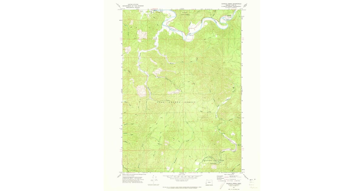 1971 Map of Daniels Creek, Coos County, OR — High-Res | Pastmaps