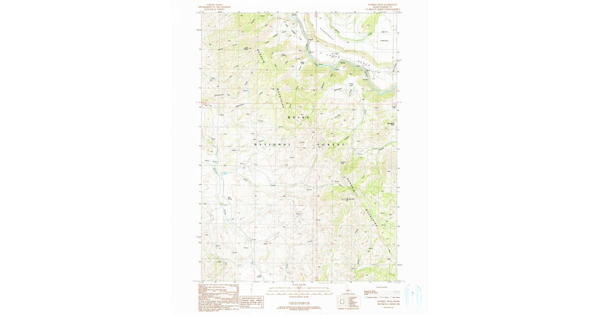 1990 Map of Danskin Peak, Elmore County, ID — High-Res | Pastmaps