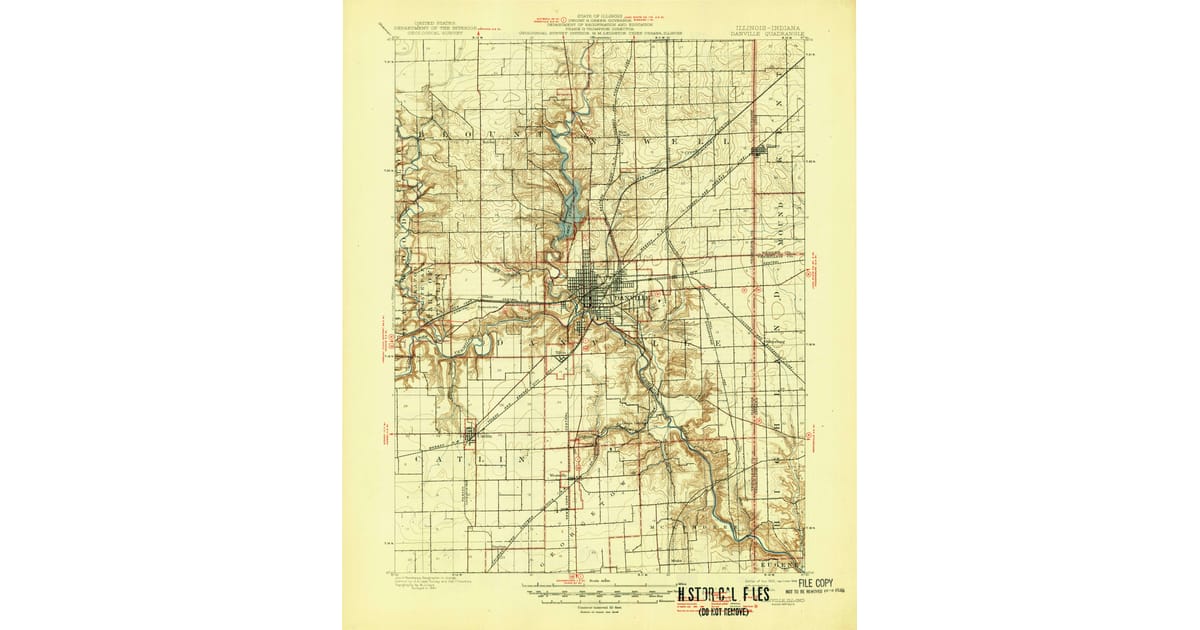 1900 Map of Danville, IL — High-Res, 1946 Print | Pastmaps