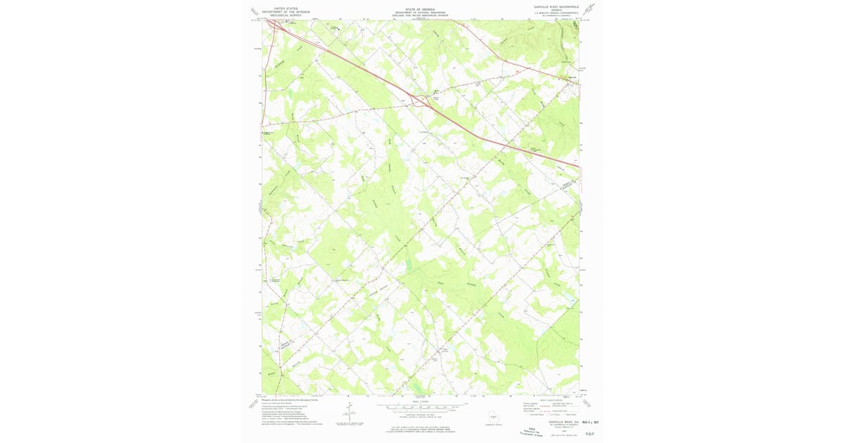 1974 Map of Danville West, Twiggs County, GA — High-Res | Pastmaps