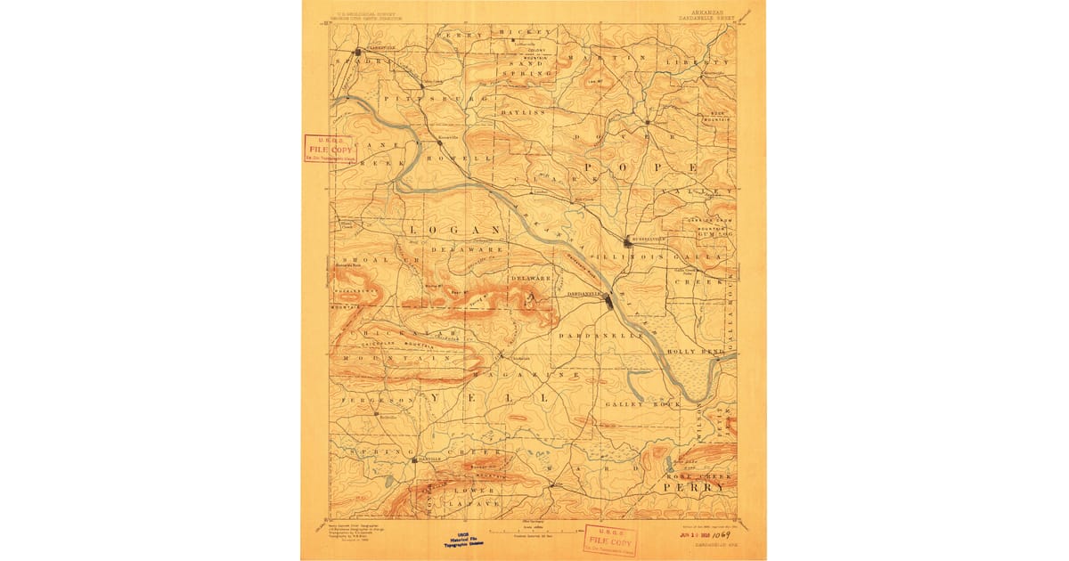 1890 Map of Dardanelle, AR — High-Res, 1910 Print | Pastmaps