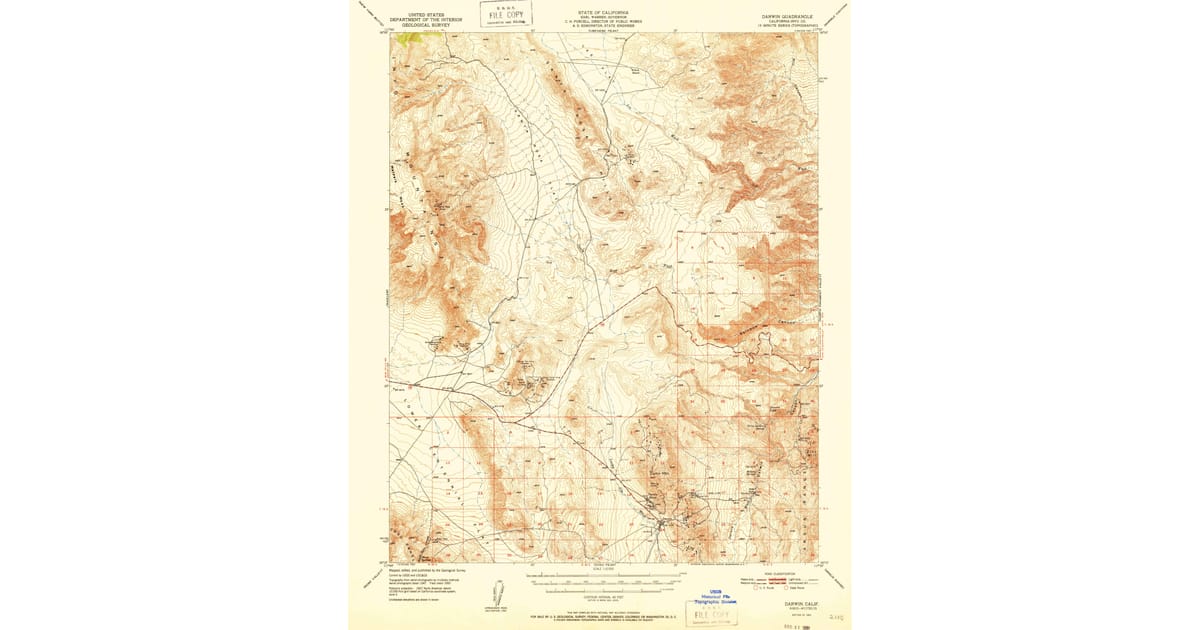 1951 Map of Darwin, CA — High-Res | Pastmaps