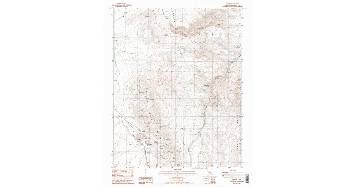 1987 Map of Darwin, CA — High-Res | Pastmaps