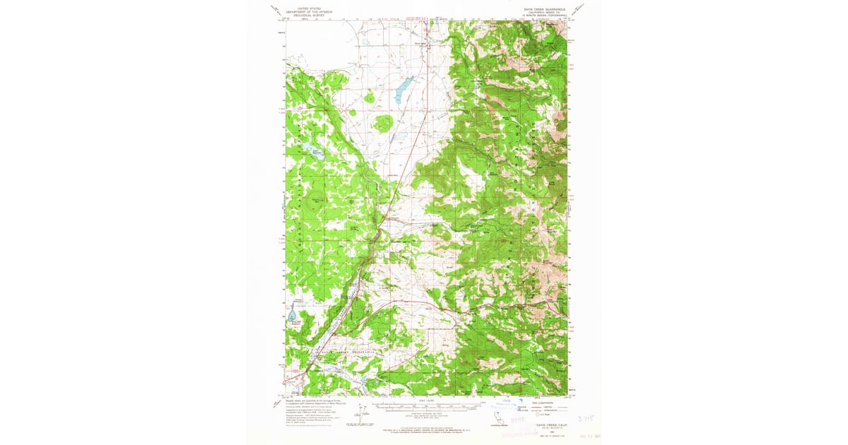1962 Map of Davis Creek, Modoc County, CA — High-Res | Pastmaps