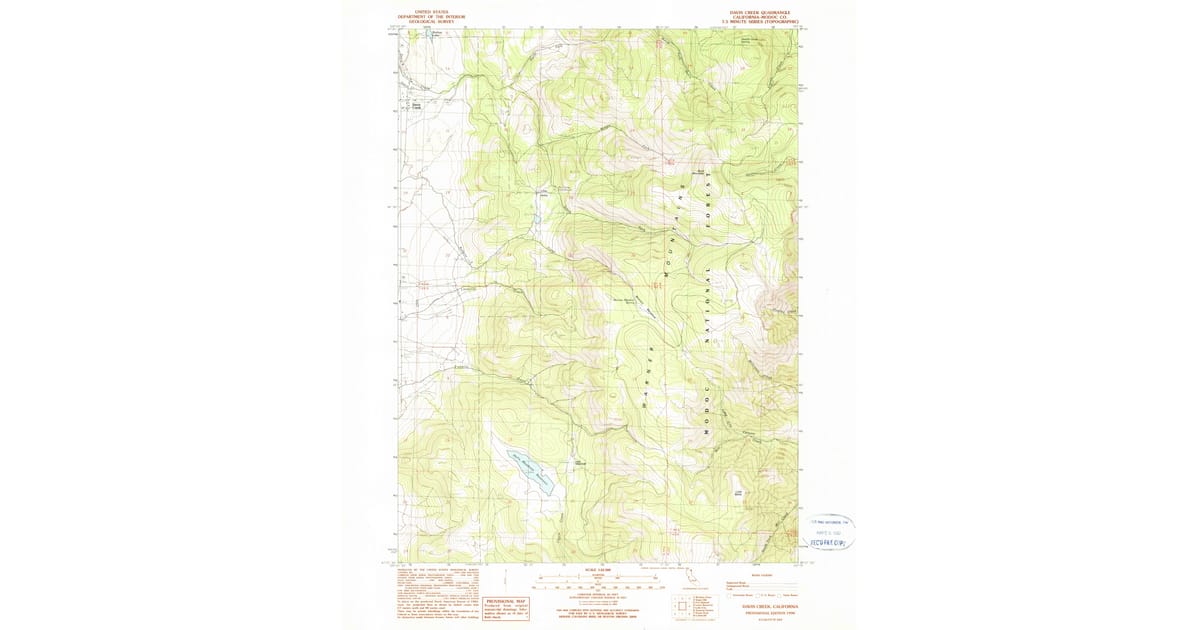 1990 Map of Davis Creek, Modoc County, CA — High-Res | Pastmaps