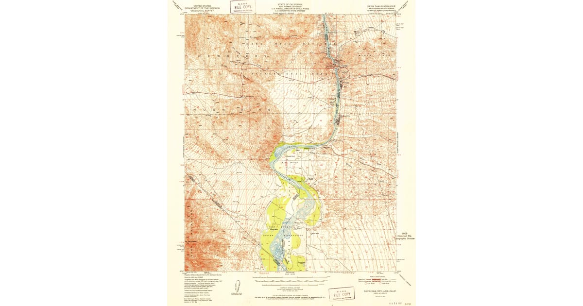 1952 Map of Davis Dam, Clark County, NV — High-Res | Pastmaps