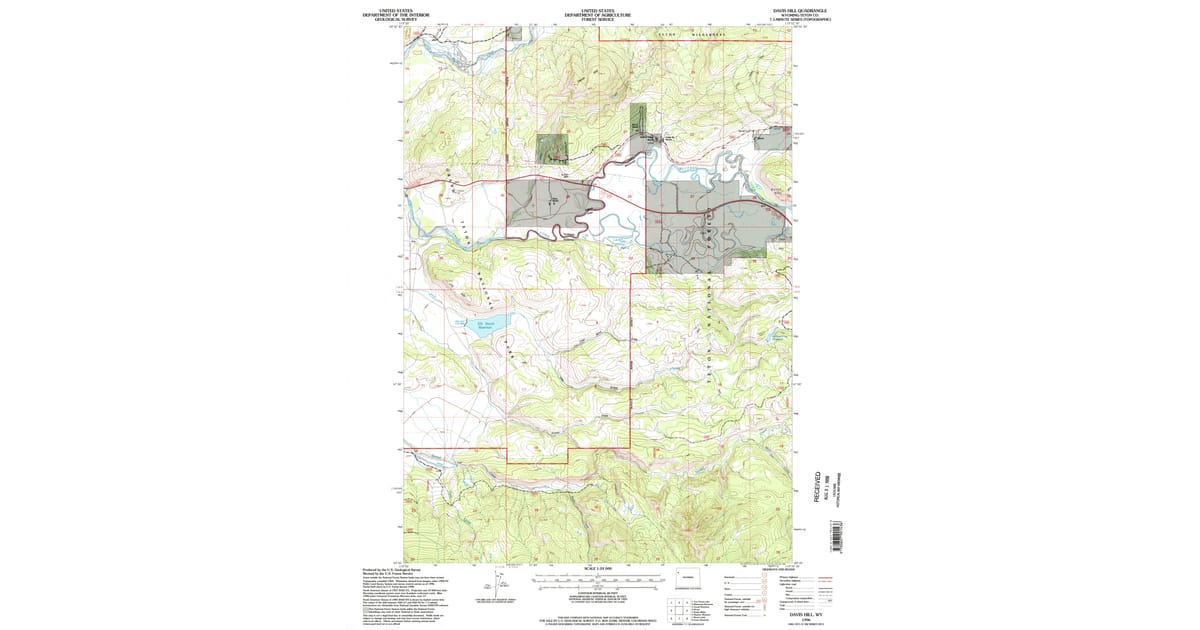 1996 Map of Davis Hill, Teton County, WY — High-Res | Pastmaps