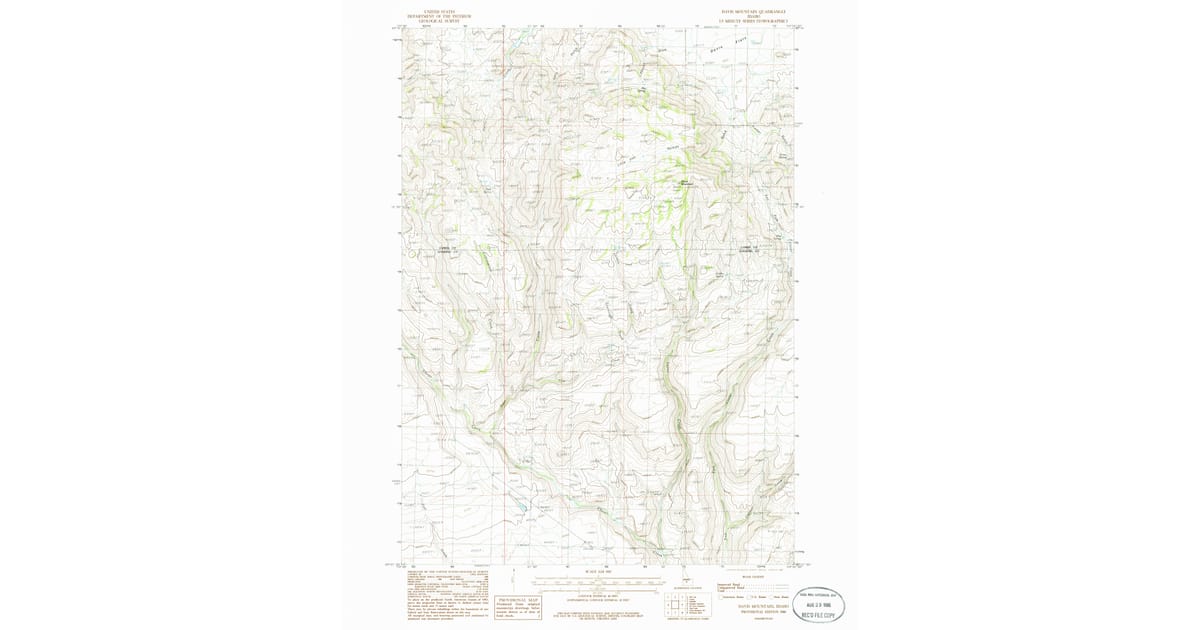 1986 Map of Davis Mountain, Gooding County, ID — High-Res | Pastmaps