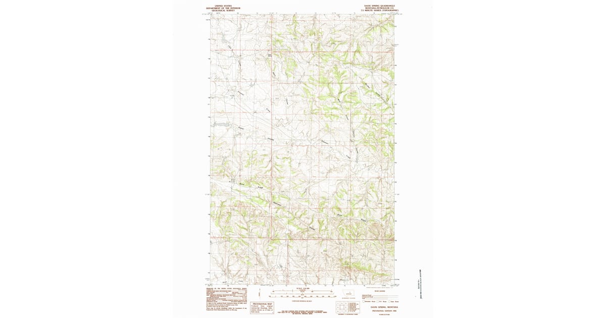 1985 Map of Davis Spring, Petroleum County, MT — High-Res | Pastmaps