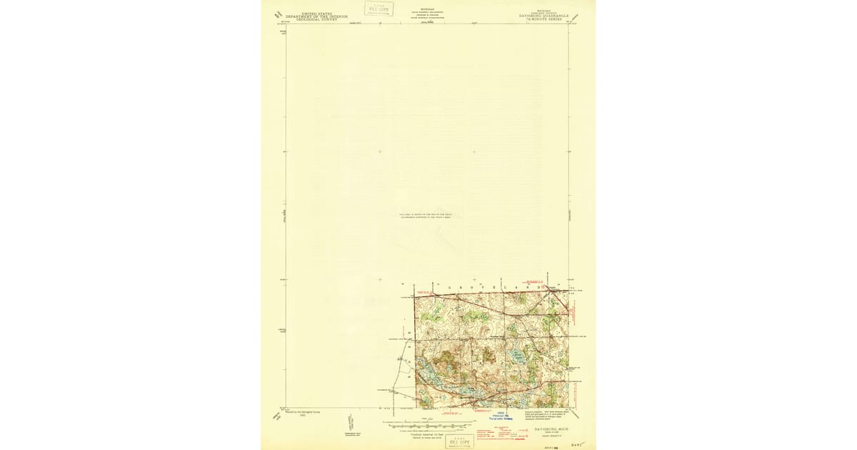 1945 Map of Davisburg, Oakland County, MI — High-Res | Pastmaps