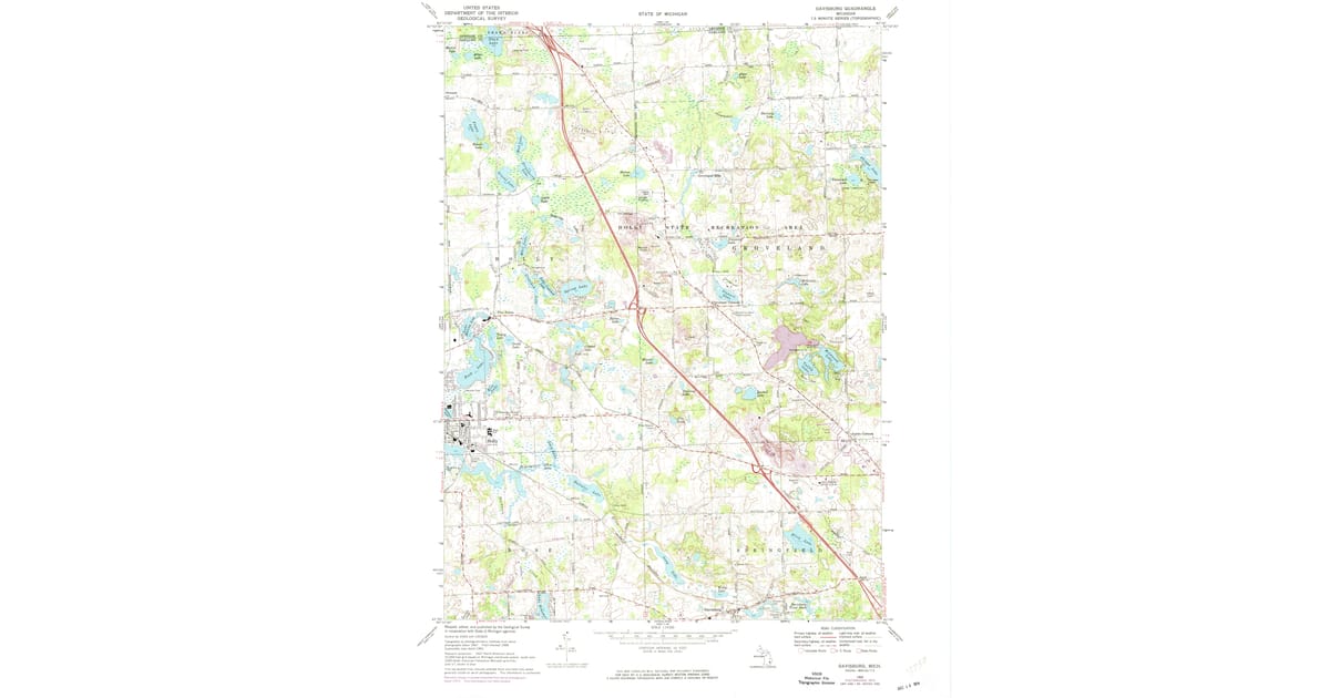1968 Map of Davisburg, Oakland County, MI — High-Res, 1974 Print | Pastmaps