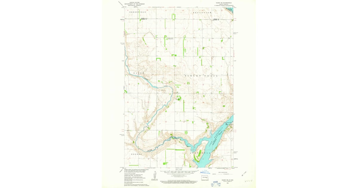 1961 Map of Dazey NE, Barnes County, ND — High-Res | Pastmaps