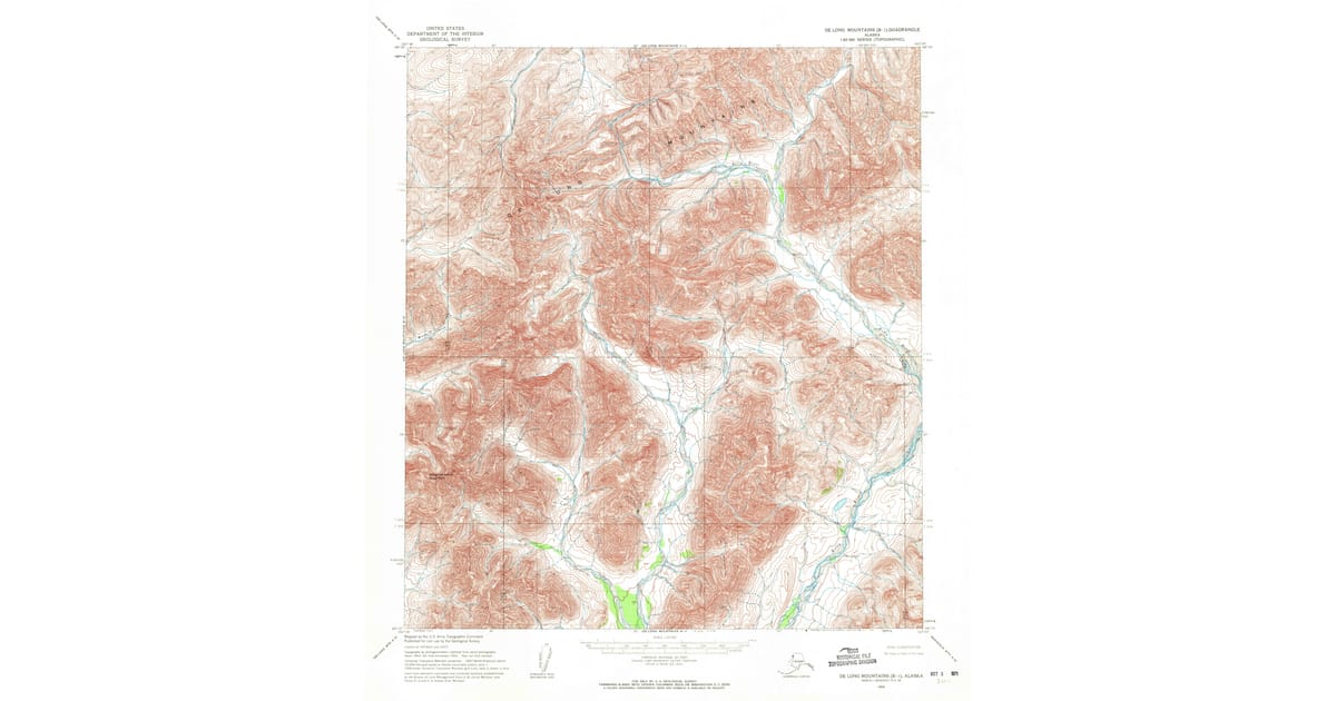 1955 Map of De Long Mountains B-1, North Slope Borough, AK — High-Res ...